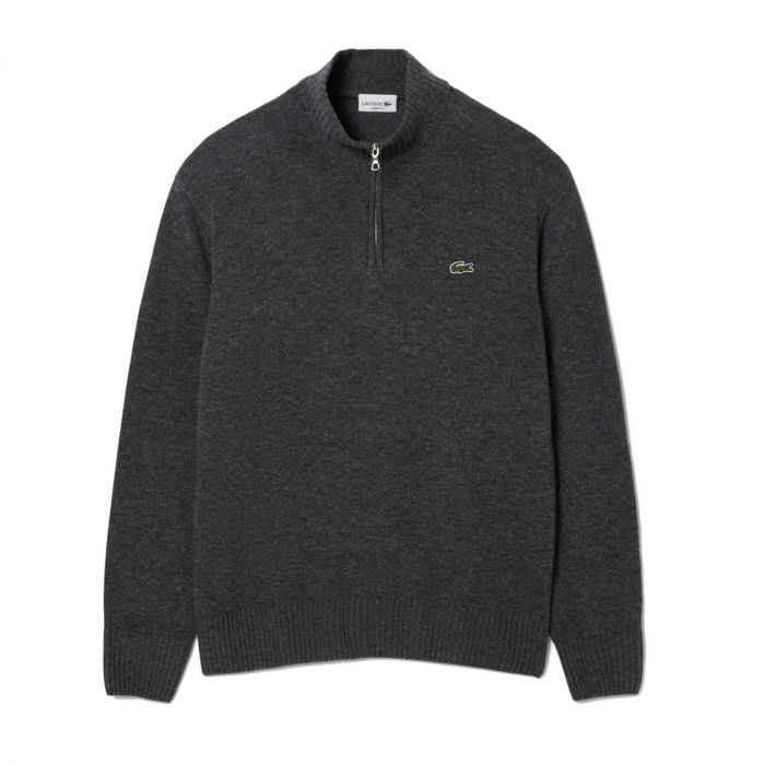 LACOSTE - MAGLIONE MEZZA ZIP LANA CARDATA - 051742401_050 - ASPHALTE ...